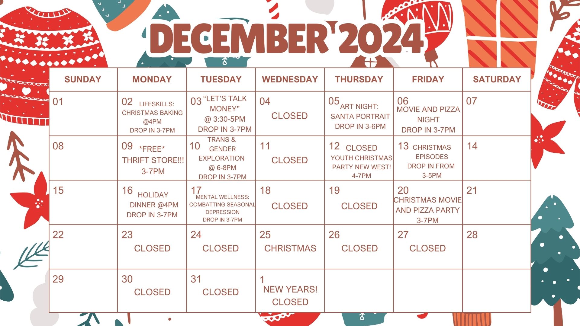 Burnaby Youth Hub December 2024 Calendar – Lower Mainland Purpose ...